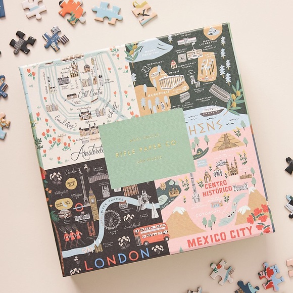 Anthropologie | Games | Rifle Paper Co Maps Art 50 Piece Jigsaw Puzzle ...